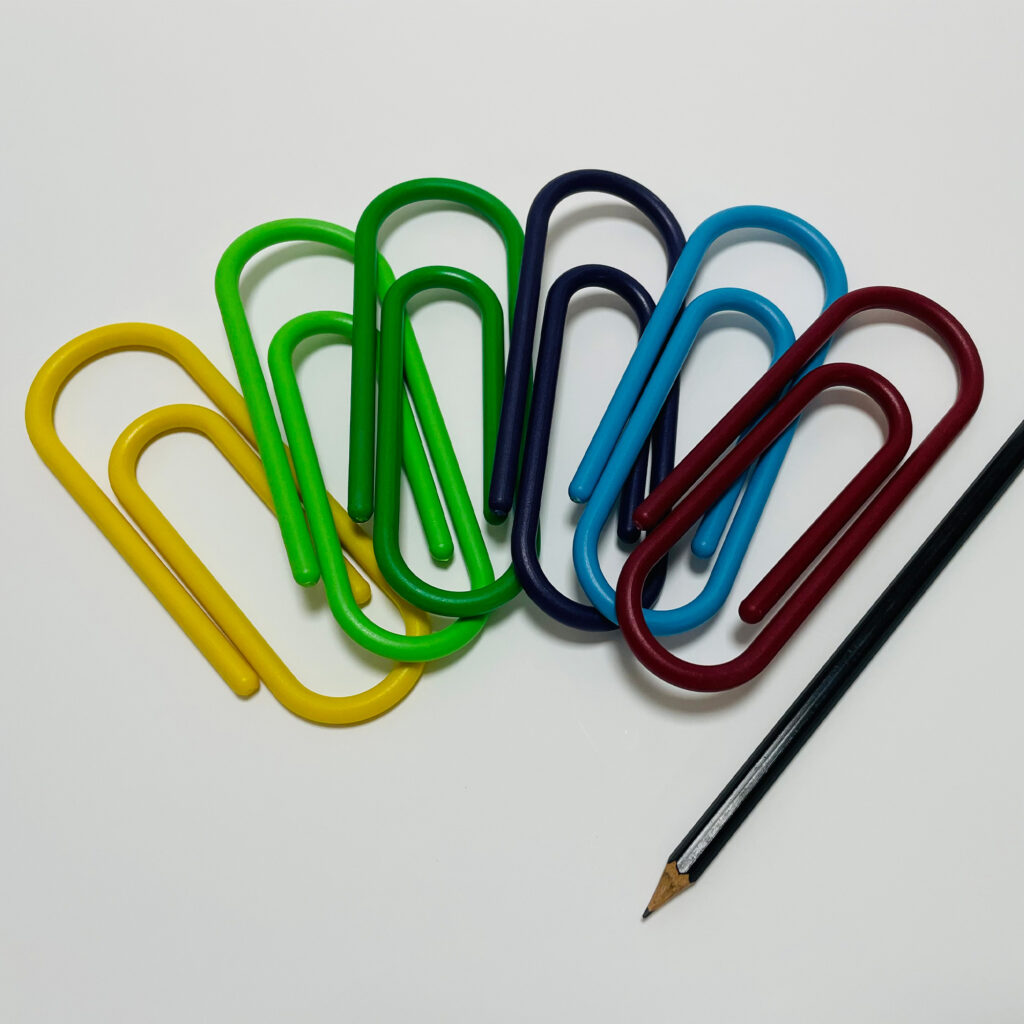 Extra large paper clips in a set of 6 super vibrant colours